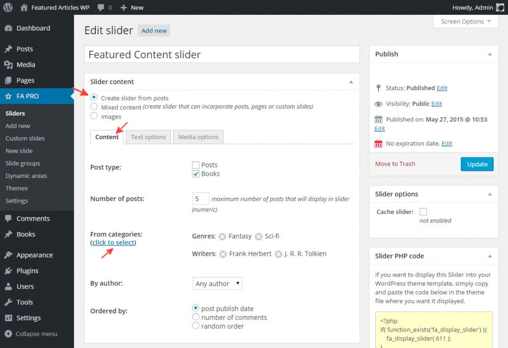 How to create a WordPress featured content slider